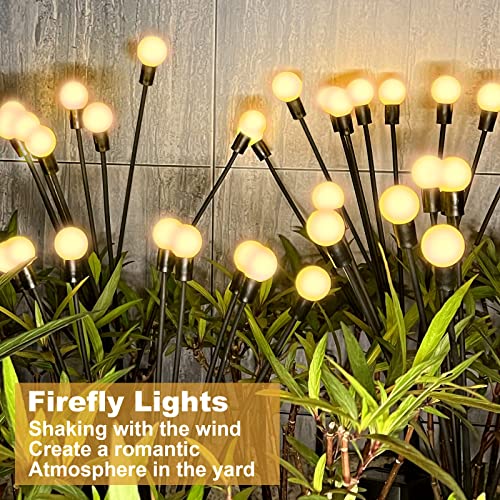 Solar Garden Lights, 4 Pack 8 LED New Upgraded Solar Firefly Starburst Swaying Lights Outdoor Waterproof, 2 Modes Solar Outdoor Lights Garden Decorative Light Yard Patio Pathway Decoration, Warm White