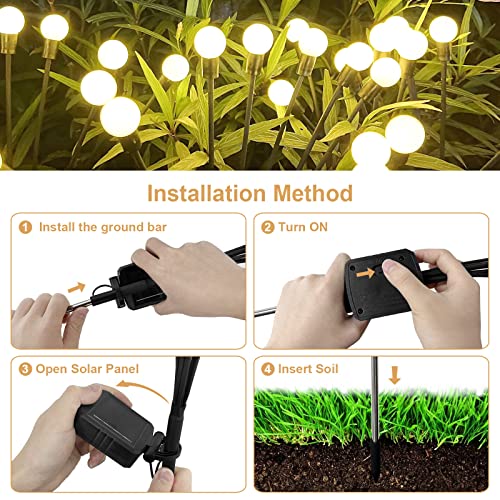 Solar Garden Lights, 4 Pack 8 LED New Upgraded Solar Firefly Starburst Swaying Lights Outdoor Waterproof, 2 Modes Solar Outdoor Lights Garden Decorative Light Yard Patio Pathway Decoration, Warm White