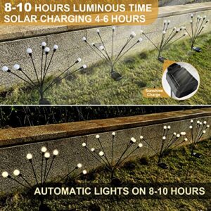 Solar Garden Lights, 4 Pack 8 LED New Upgraded Solar Firefly Starburst Swaying Lights Outdoor Waterproof, 2 Modes Solar Outdoor Lights Garden Decorative Light Yard Patio Pathway Decoration, Warm White