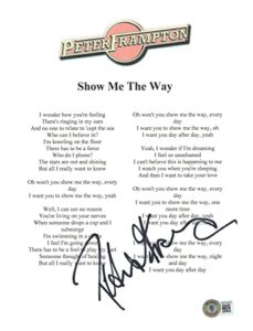 peter frampton signed autographed show me the way lyric sheet 8.5×11 beckett coa