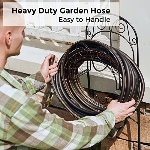 Giraffe Tools Hybrid Garden Hose 25ft x 5/8", Male and Female Fittings with Shut off Valve, Flexible, Heavy Duty, Leakproof, Lightweight Water Hose