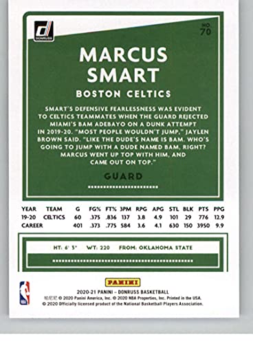 2020-21 Donruss #70 Marcus Smart Boston Celtics NBA Basketball Trading Card fron Panini America in Raw (NM or Better) Condition