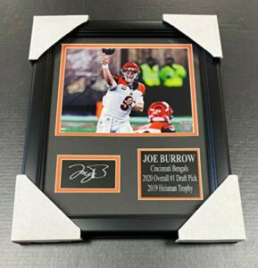 joe burrow bengals laser engraved autographed rp plate framed 8×10 photo