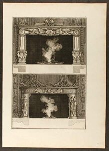 [plate of two neo-classical fireplaces, from”diverse maniere d’adornare i cammini ed ogni altra parte degli edifizi”.