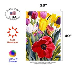 Toland Home Garden 109601 Tulip Spring Garden Flag, 28" x40", Double Sided for Outdoor Summer House Yard Decoration