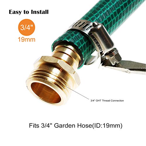 PLG Solid Brass 3/4 Inch Garden Hose Repair Kit Male and Female Hose End Repair Water Hose Fittings Connector with Stainless Steel Clamp