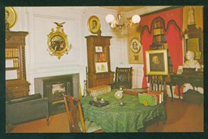 longfellow’s study longfellow house cambridge massachusetts ma vintage interior postcard