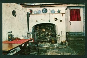 betsy ross house kitchen fireplace basement philadelphia pennsylvania pa interior vintage postcard