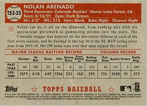 2021 Topps 1952 Topps Redux #T52-35 Nolan Arenado Colorado Rockies Baseball NM-MT