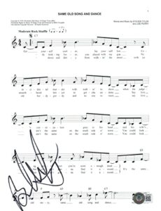 brad whitford aerosmith signed same old song and dance music sheet beckett coa