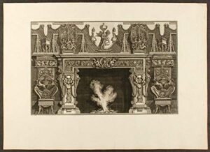 [plate of an neo-classical fireplace, from”diverse maniere d’adornare i cammini ed ogni altra parte degli edifizi”.