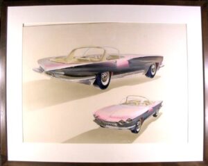 1959 conceptual drawing of a sports car