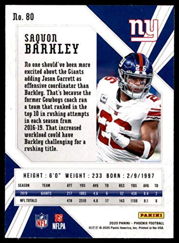 Football NFL 2020 Panini Phoenix Fire Burst #80 Saquon Barkley NY Giants