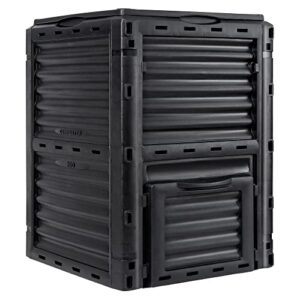 f2c garden compost bin from bpa free material -80 gallon(300 l) large compost bin aerating outdoor compost box easy assembling, lightweight, fast creation of fertile soil, black