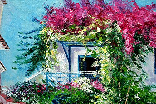 SOLD Santorini Bougainvillea, Summer Day On The Greek Isle By Internationally Renowned Painter Yary Dluhos