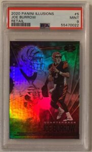 joe burrow 2020 panini illusions retail football rookie card rc #5 graded psa 9