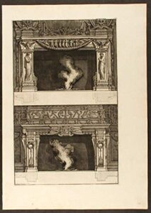 [plate of two neo-classical fireplaces, from”diverse maniere d’adornare i cammini ed ogni altra parte degli edifizi”.