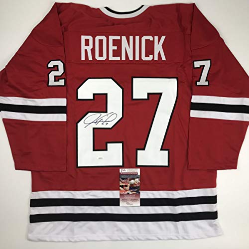 Autographed/Signed Jeremy Roenick Chicago Red Hockey Jersey JSA COA