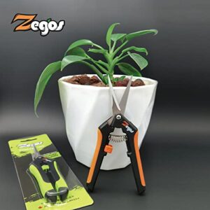 Zegos Bud Trimming Scissor 2 Packs Combo with Sorted Straight and Curved Blades, Precision Pruning Shears, Hand Pruning Snips, Garden Scissors for Herb and Bud Trimming, Bonsai Cutting