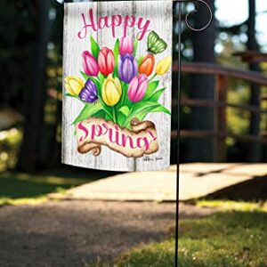 Toland Home Garden 1112301 Spring Tulips Spring Flag 12x18 Inch Double Sided Spring Garden Flag for Outdoor House Flower Flag Yard Decoration