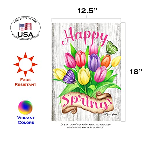 Toland Home Garden 1112301 Spring Tulips Spring Flag 12x18 Inch Double Sided Spring Garden Flag for Outdoor House Flower Flag Yard Decoration