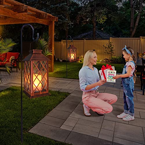 TAKE ME 14" Solar Lanterns Outdoor Garden Hanging Lantern Waterproof LED Flickering Flameless Candle Mission Lights for Table,Outdoor,Party