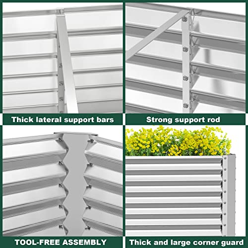 FRIZIONE 8x4x2ft Galvanized Metal Raised Garden Bed for Vegetables, Outdoor Garden Raised Planter Box, Backyard Patio Planter Raised Beds for Flowers, Herbs, Fruits