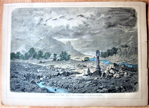 Antique Steel Engraving: River Scene