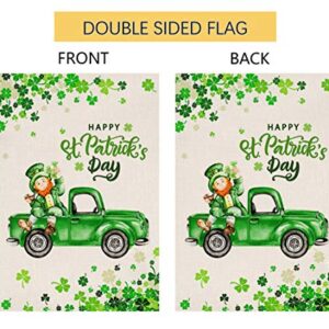 St. Patrick's Day Shamrock Truck Garden Flag Vertical Double Sided Spring Green Farmhouse Burlap Yard Outdoor Decor 12.5 x 18 Inches