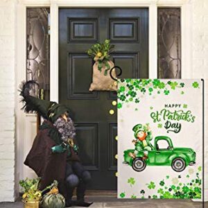 St. Patrick's Day Shamrock Truck Garden Flag Vertical Double Sided Spring Green Farmhouse Burlap Yard Outdoor Decor 12.5 x 18 Inches