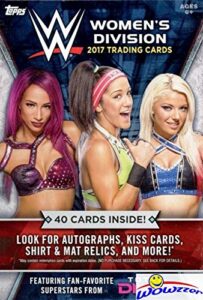 2017 topps wwe women’s division huge factory sealed hanger box with 40 cards including (5) exclusive cards! look for autographs, kiss cards, shirt & mat relics of top wwe female superstars! wowzzer!