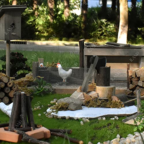 iland Fairy Garden Accessories incl Wooden Wishing Well & Ax w/ Firewood & Chicken Coop & Birdhouse & Mini Bridge, Nativity Scene on 1/12 Scale