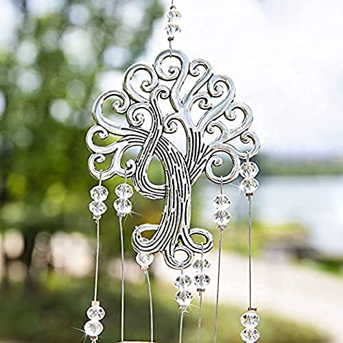 H&D HYALINE & DORA Garden Hanging Crystal Suncatchers Rainbow Makers with Crystal Ball Prisms and Metal Tree of Life for Garden Outdoor Home Kids Room Window