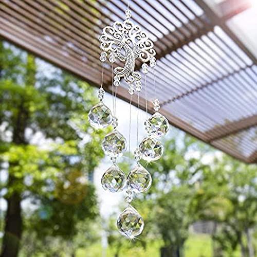 H&D HYALINE & DORA Garden Hanging Crystal Suncatchers Rainbow Makers with Crystal Ball Prisms and Metal Tree of Life for Garden Outdoor Home Kids Room Window