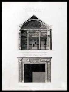 section of one end of the library or great room, at kenwood. design of the chimney for the library or great room, at kenwood