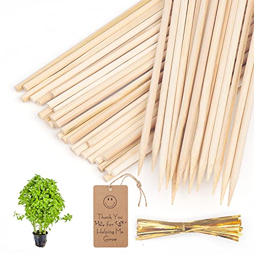 40 Pack 18'' Natural Bamboo Plant Stakes, Wood Plant Supports, Wood Garden Sticks for Plants Tomato Floral Potted, Wooden Sign Posting Garden Sticks