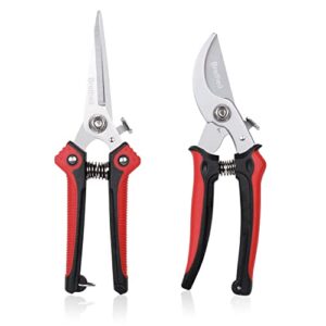 pruning shears, professional garden branch scissors clippers set, bypass gardening hand pruners tools kit, stainless steel sharp cutter secateurs