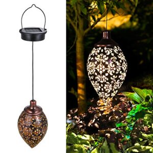 hanging solar lights, tomshine solar lantern led moroccan garden lights metal lamp waterproof for outdoor, patio, porch hanging decor