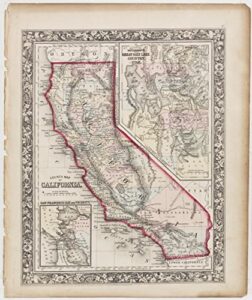 county map of california with inset of san francisco bay & great salt lake country, utah (1862)