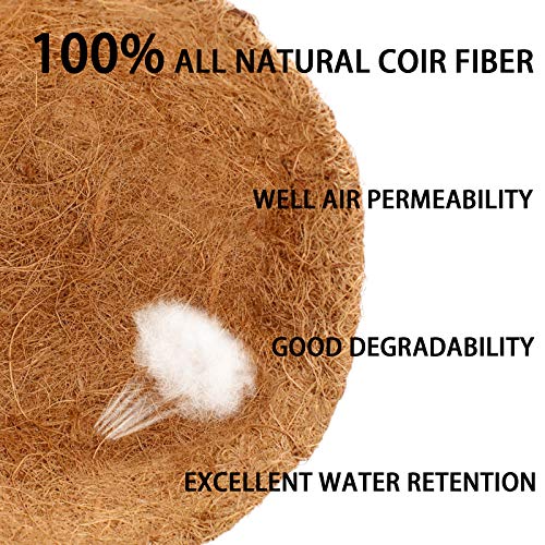 Halatool 4 PCS 10 Inch Round Coco Liners Hanging Basket 100% Natural Replacement Coconut Fiber Liner for Garden Flower Pot Vegetables Herbs