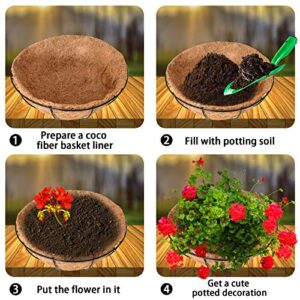 Halatool 4 PCS 10 Inch Round Coco Liners Hanging Basket 100% Natural Replacement Coconut Fiber Liner for Garden Flower Pot Vegetables Herbs