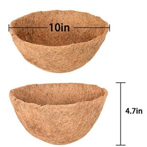 Halatool 4 PCS 10 Inch Round Coco Liners Hanging Basket 100% Natural Replacement Coconut Fiber Liner for Garden Flower Pot Vegetables Herbs