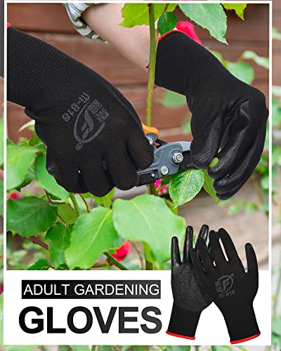 Nuogo 48 Pairs Gardening Gloves for Men Women Rubber Coated Work Gloves Garden Gloves Safety Work Gloves Construction Gloves (Red, Black)