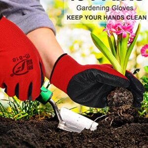 Nuogo 48 Pairs Gardening Gloves for Men Women Rubber Coated Work Gloves Garden Gloves Safety Work Gloves Construction Gloves (Red, Black)