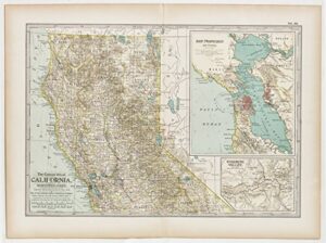 california; northern part with insets of san francisco bay & yosemite valley