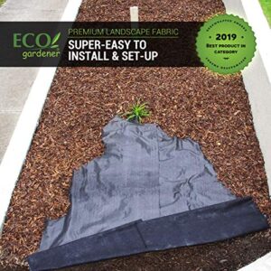 ECOgardener Premium 5oz Pro Garden Weed Barrier Landscape Fabric Durable & Heavy-Duty Weed Block Gardening Mat, Easy Setup & Superior Weed Control, Eco-Friendly & Convenient Design, 3ft x 250ft