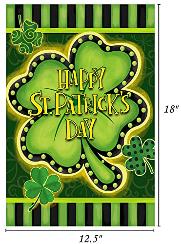 St Patrick's Day Garden Flag,Shamrock St Patricks Flag 12.5 x 18 Inch Clover Double-Sided Display 2 Layer Linen for Garden and Home Decorations