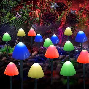 solar garden lights outdoor, set of 12 mini solar mushroom lights outdoor waterpoof cute mushroom lights shaped landscape decoration lighting for garden patio lawn yard pathway lawn decor(multicolor)