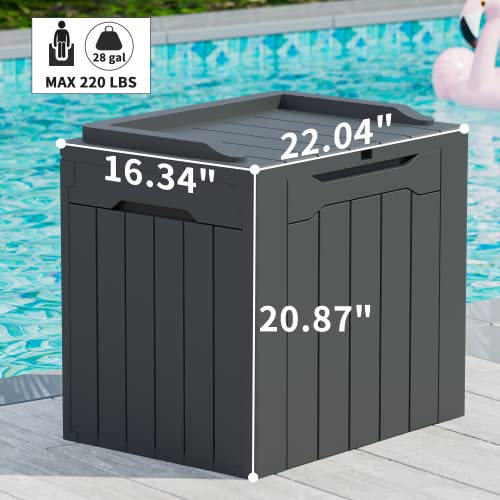 Greesum 31 Gallon Resin Deck Box Large Outdoor Storage for Patio Furniture, Garden Tools, Pool Supplies, Weatherproof and UV Resistant, Lockable, Dark Grey