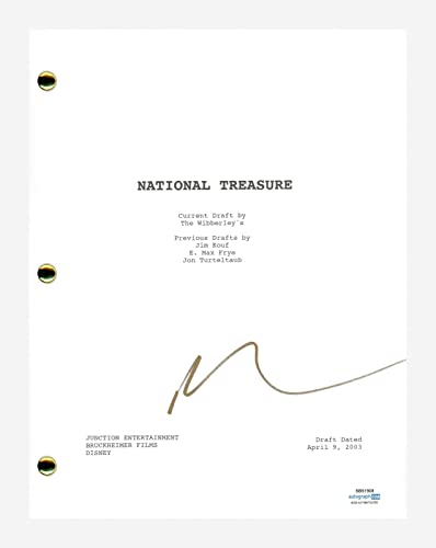 Nicolas Cage Signed Autograph National Treasure Movie Script Screenplay ACOA COA